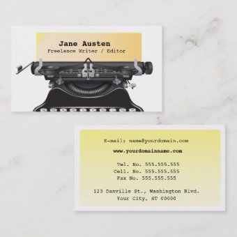 Writer / Editor / Authors Business Card | Zazzle