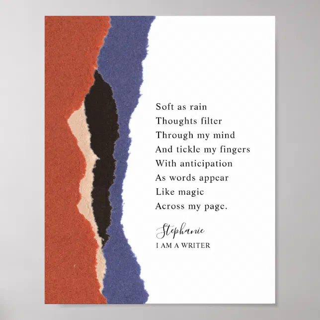 Writer Name Motivational Poem Abstract Torn Paper Poster | Zazzle