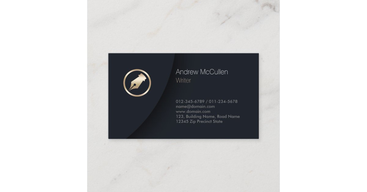 Writer Pen Icon Business Card | Zazzle