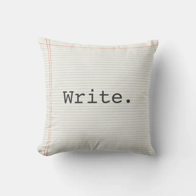 Writer pillow, write, notebook paper, typewriter throw pillow | Zazzle