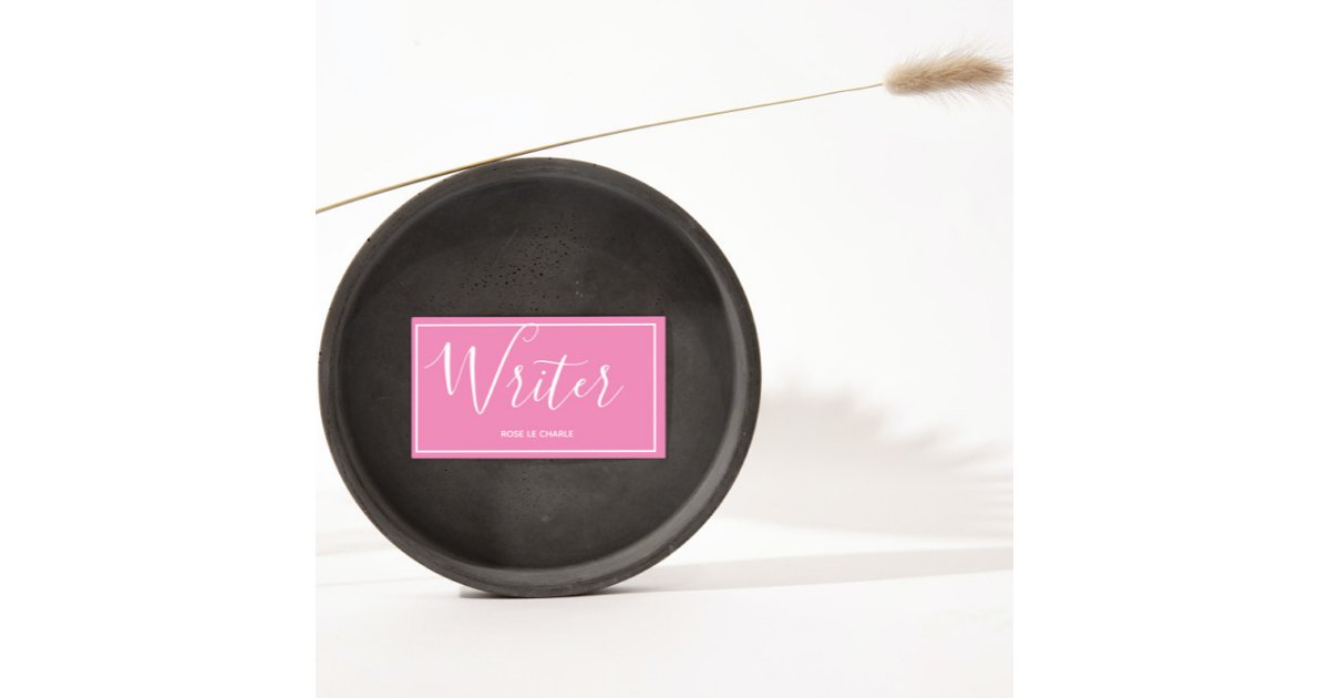 writer pink - elegant business card | Zazzle