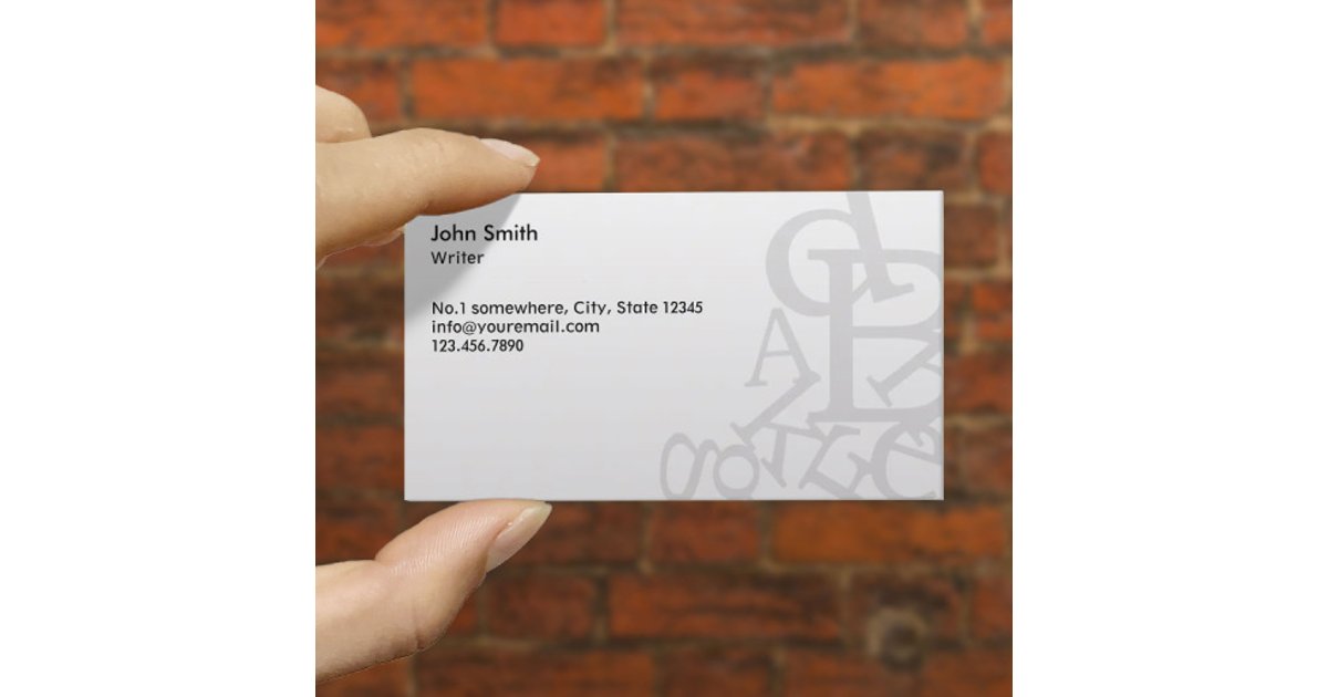Writer Stylish Random Words Business Card | Zazzle