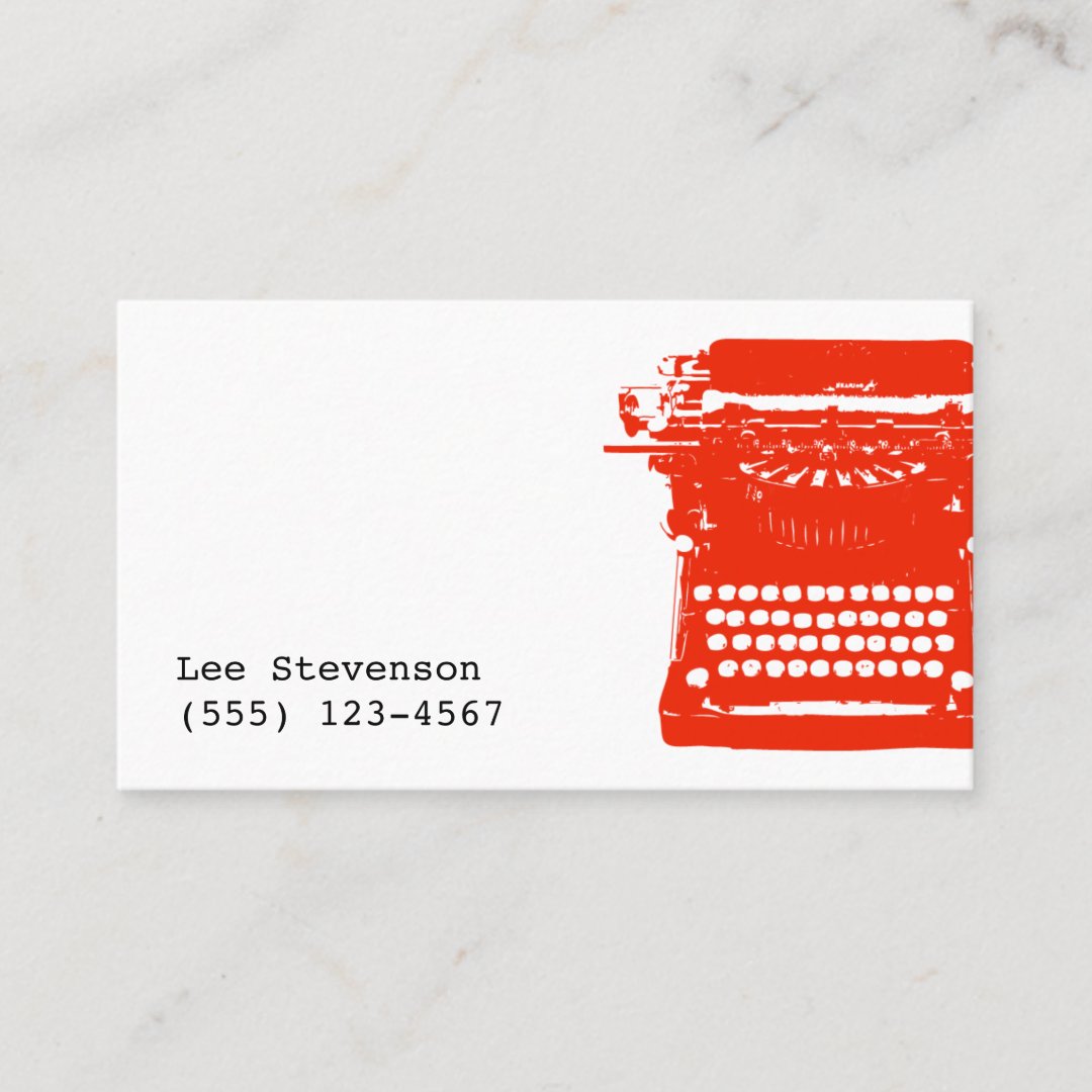 Writer Typewriter Business Card | Zazzle