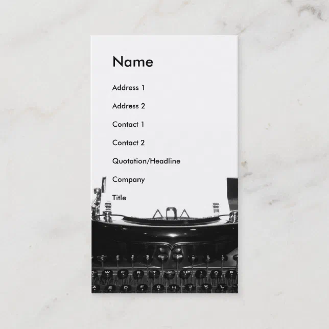 Writer Typewriter Business Card | Zazzle