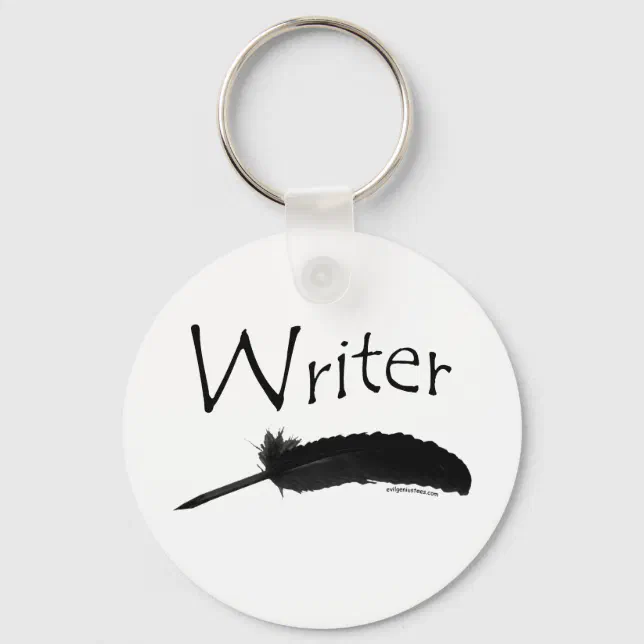Writer with quill pen keychain | Zazzle