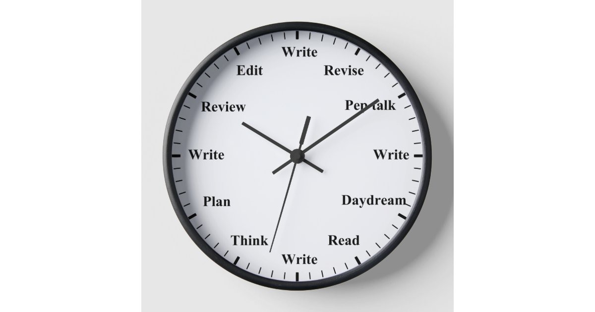 Writer's Clock - Writing Job Fun Wall Clock | Zazzle