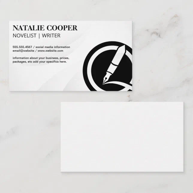 Writing Pen Logo Business Card | Zazzle