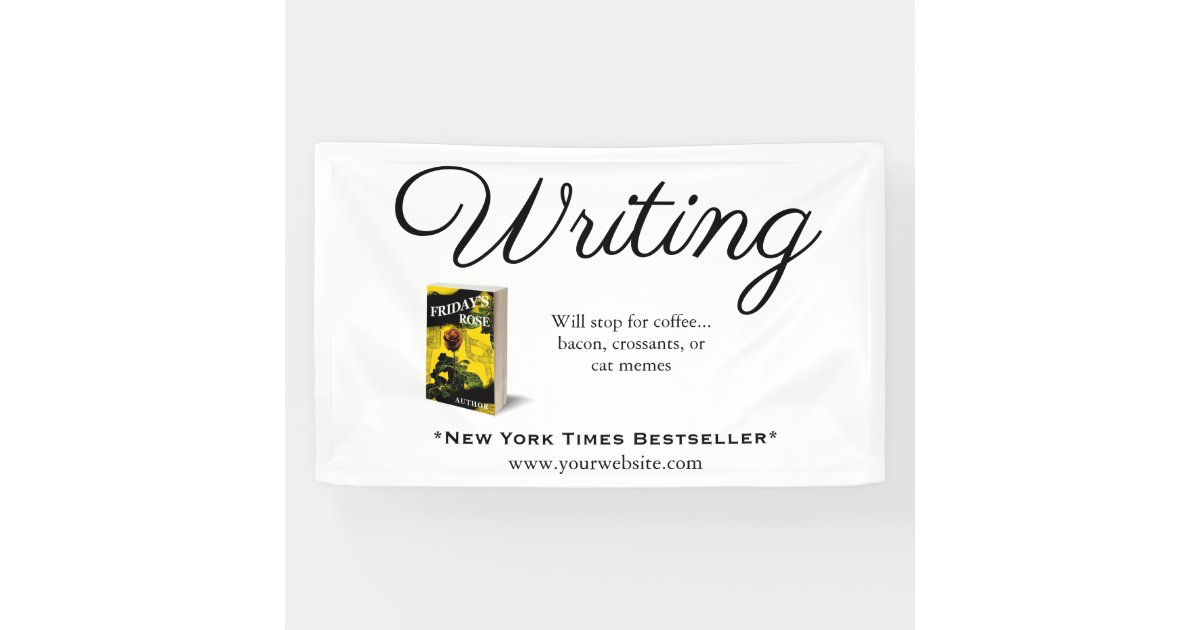 Writing + Quote+ Book image + Branding Banner | Zazzle