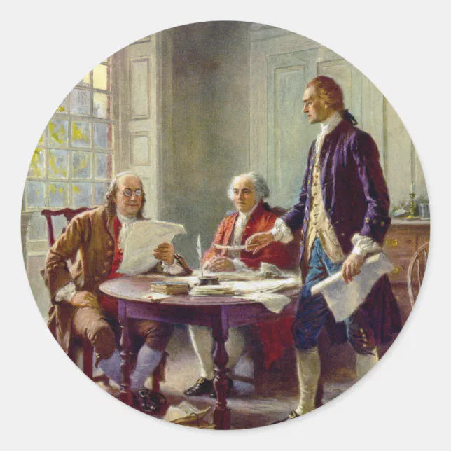Writing the Declaration of Independence 1776 Classic Round Sticker | Zazzle