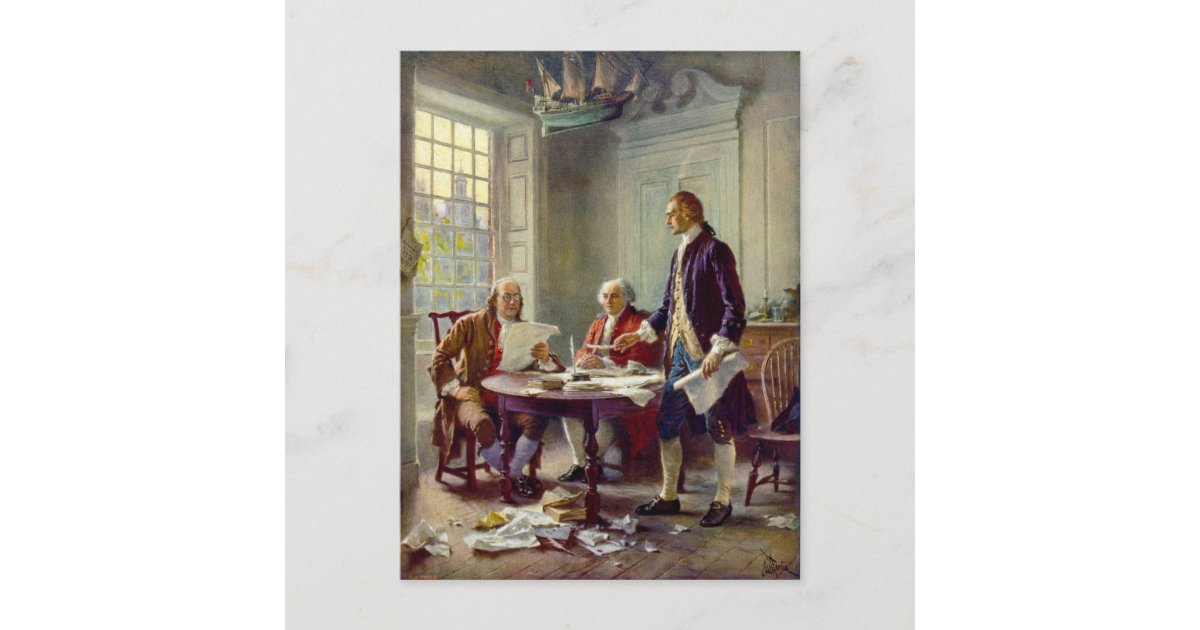 Writing the Declaration of Independence 1776 Postcard | Zazzle