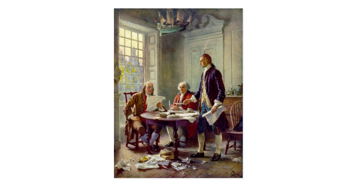 Writing the Declaration of Independence 1776 Postcard | Zazzle.com