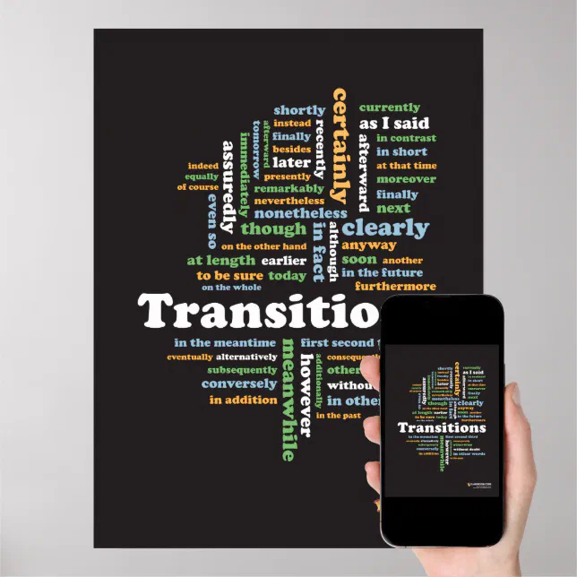 Writing Transitions 18" x 24" Classroom Poster | Zazzle