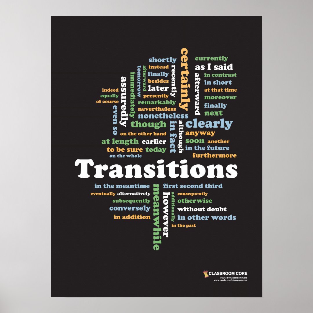 Writing Transitions 18" x 24" Classroom Poster | Zazzle