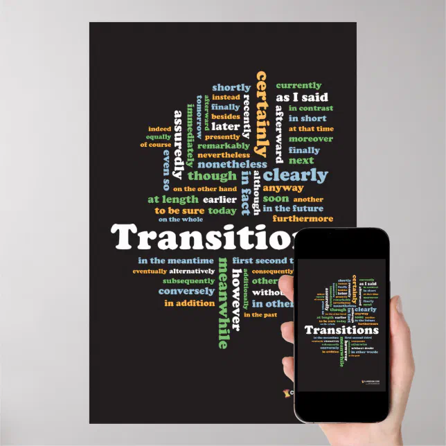 Writing Transitions 24" x 36" Classroom Poster | Zazzle