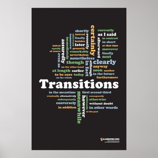Writing Transitions 24" x 36" Classroom Poster | Zazzle