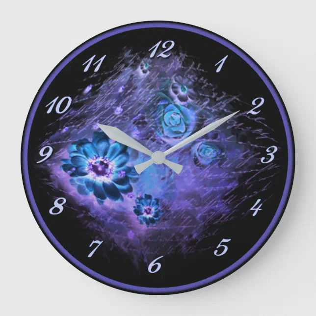 Written In Floral Night Glow Blue Wall Clock | Zazzle