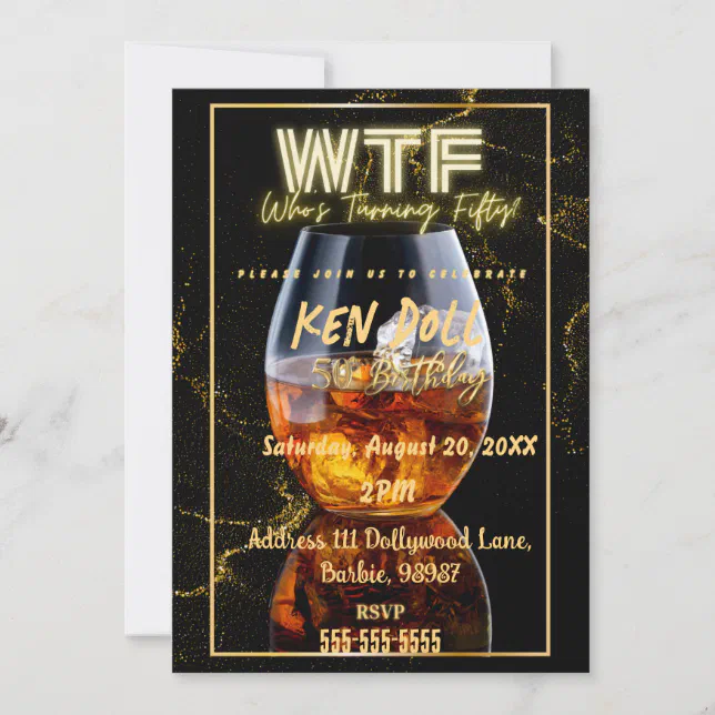 WTF Fifty Men's 50th Birthday Party Download Invitation | Zazzle