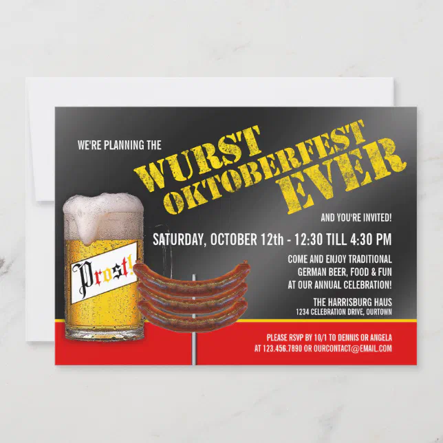 Wurst Oktoberfest Party Invitations | Zazzle