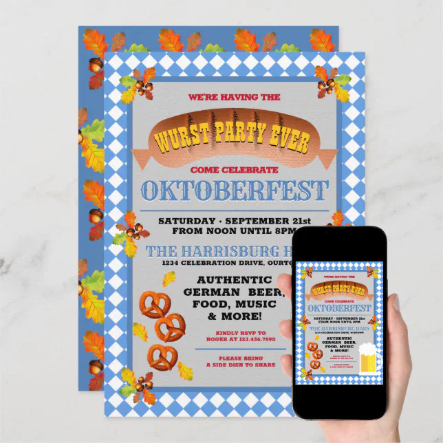 Wurst Party Ever Funny Oktoberfest Invitation | Zazzle