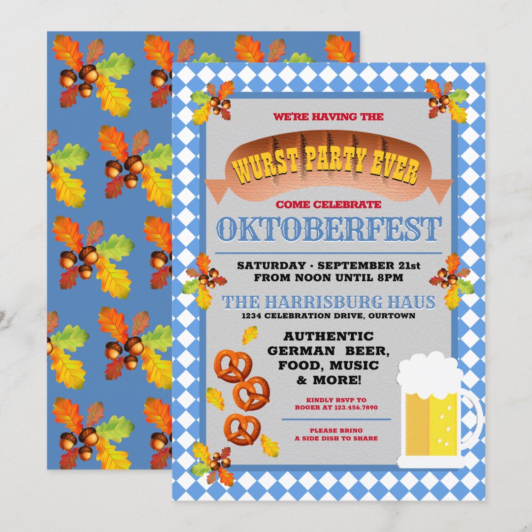 Wurst Party Ever Funny Oktoberfest Invitation | Zazzle