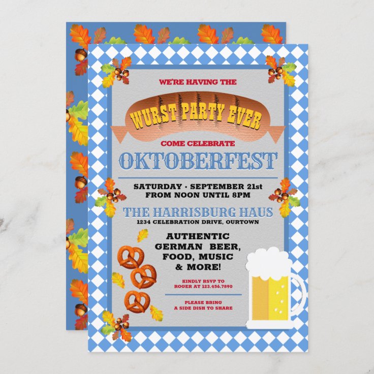 Wurst Party Ever Funny Oktoberfest Invitation | Zazzle