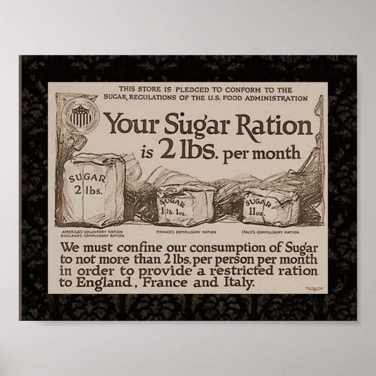 WW1 Sugar Ration Vintage Poster | Zazzle