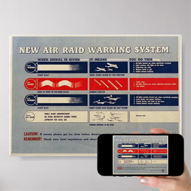 WW2 "Air Raid Warning System" - Homeland Security Poster | Zazzle