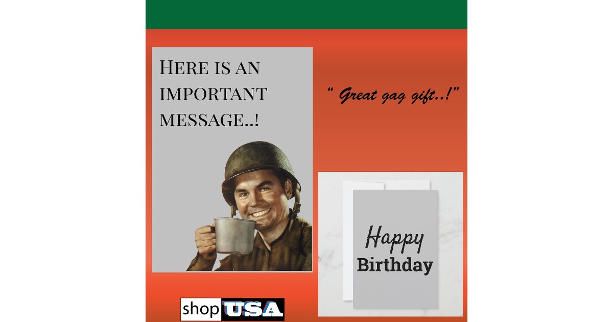 WW2 Army Guy ️ Funny Military Birthday Invitation | Zazzle