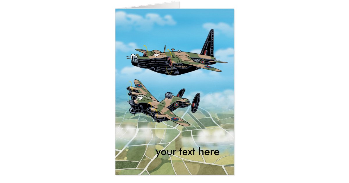 ww2 cartoon bombers greeting card | Zazzle