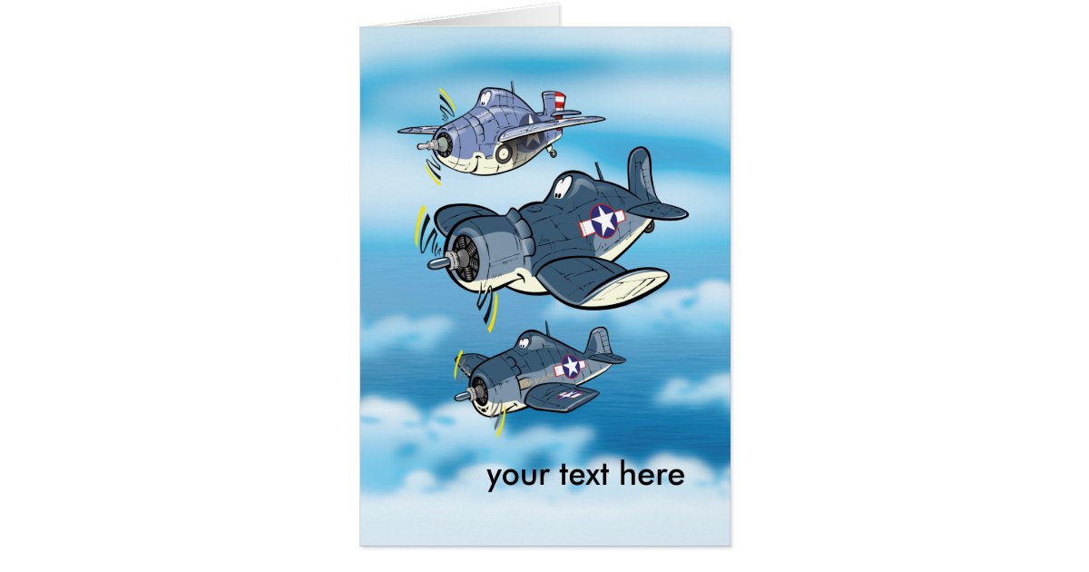 WW2 fighters editable text and cartoon planes card | Zazzle