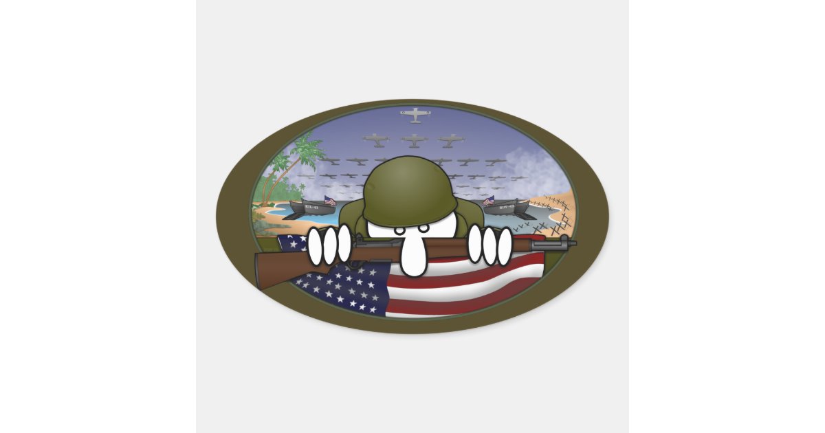 WW2 Kilroy Oval Sticker | Zazzle
