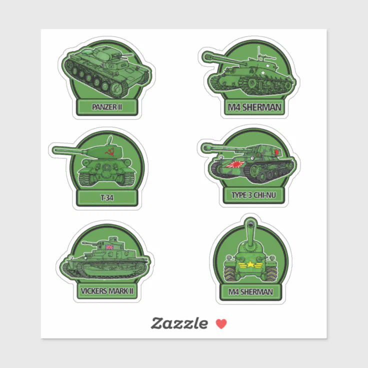 WW2 Military Tank Stickers - Dark Green | Zazzle