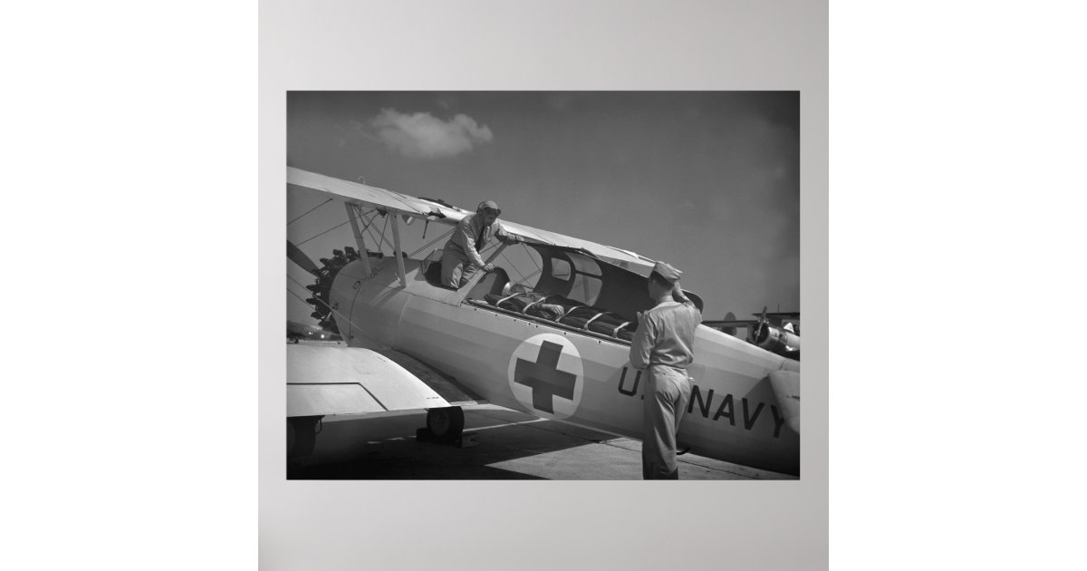 WW2 Red Cross Airplane Poster | Zazzle