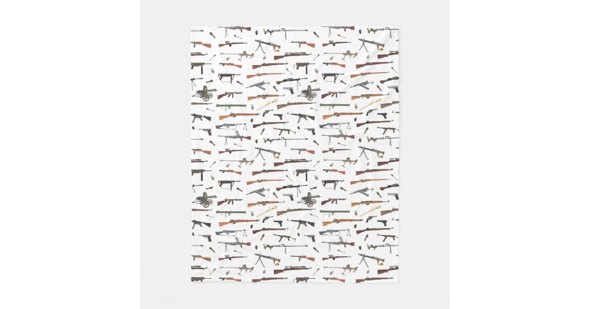 WW2 Weapons Pattern Fleece Blanket | Zazzle