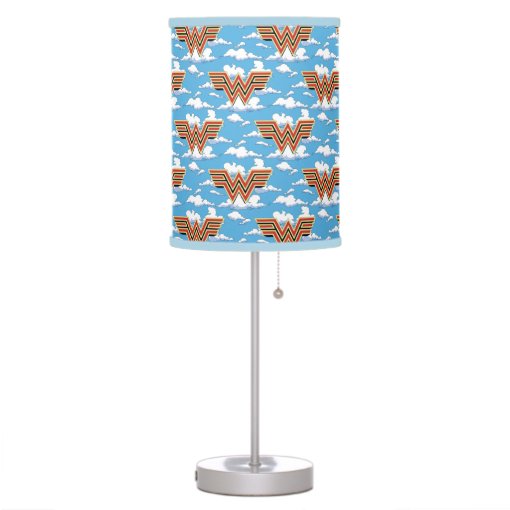 WW84 | Retro Comic Wonder Woman Logo Cloud Pattern Table Lamp | Zazzle
