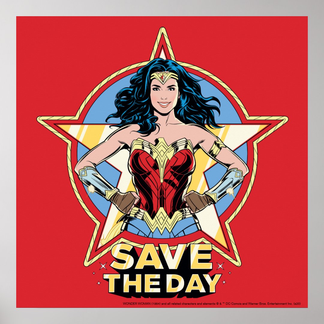 Ww84 Save The Day Wonder Woman Retro Comic Art Poster Zazzle