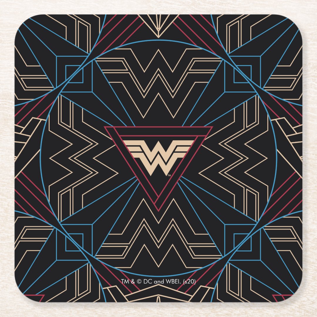WW84 | Wonder Woman Circular Geometric Pattern Square Paper Coaster ...