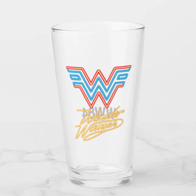 WW84 | Wonder Woman Neon Light Logo Glass | Zazzle