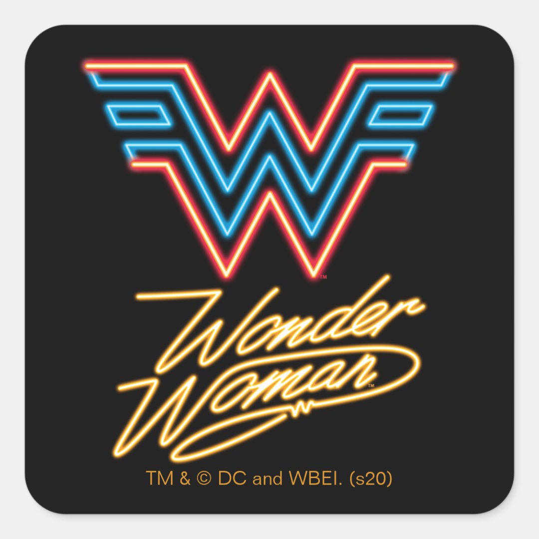 WW84 | Wonder Woman Neon Light Logo Square Sticker | Zazzle