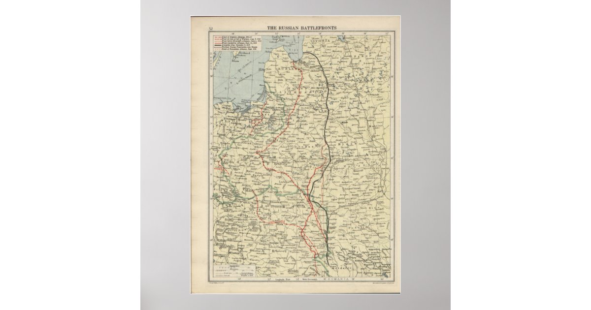WWI Eastern Front Map Poster | Zazzle
