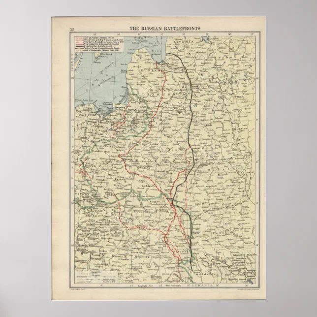 WWI Eastern Front Map Poster | Zazzle