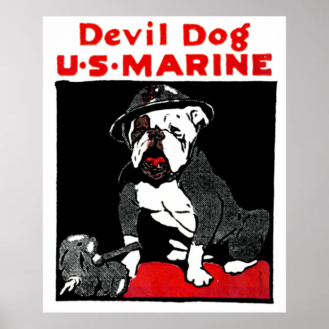 WWI Marine Corps Devil Dog Poster | Zazzle