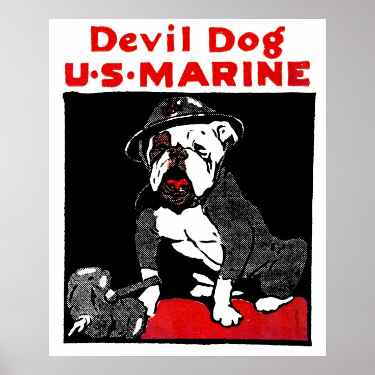 WWI Marine Corps Devil Dog Poster | Zazzle