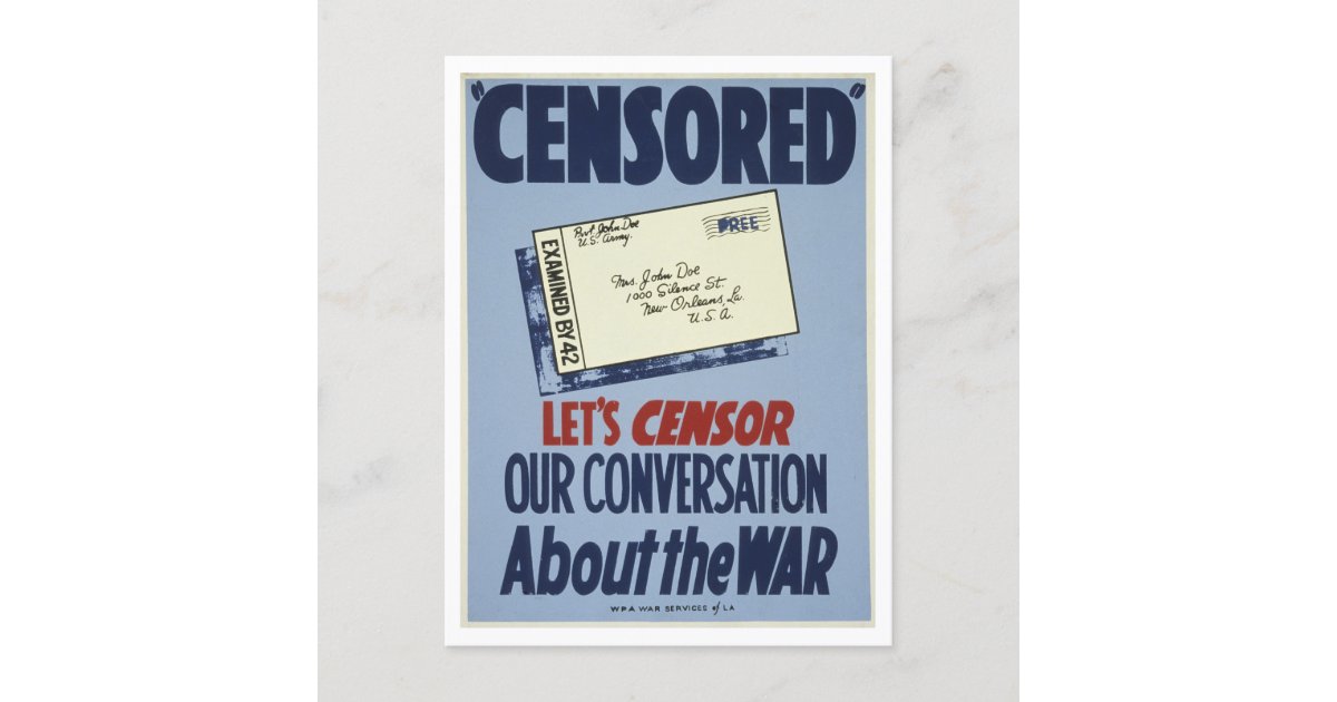 WWII Censorship Poster Postcard | Zazzle