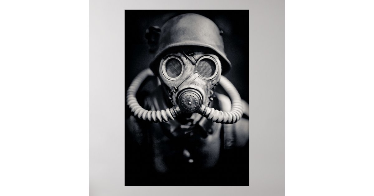 WWII German Solider in a Gas Mask Poster | Zazzle