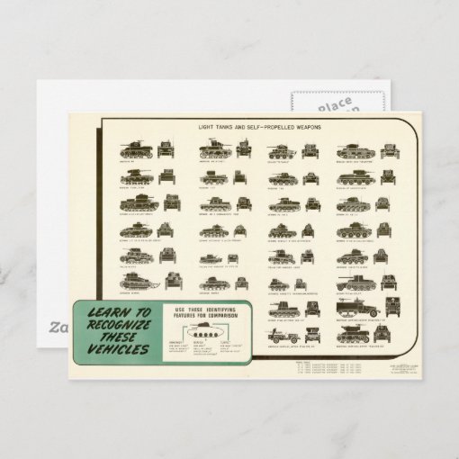 WWII Light Tank ID Chart Postcard | Zazzle