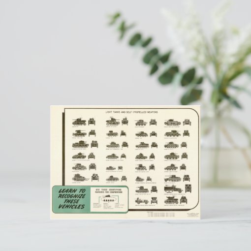 WWII Light Tank ID Chart Postcard | Zazzle