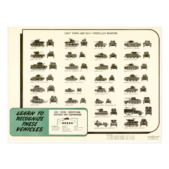 WWII Light Tank ID Chart Postcard | Zazzle.com
