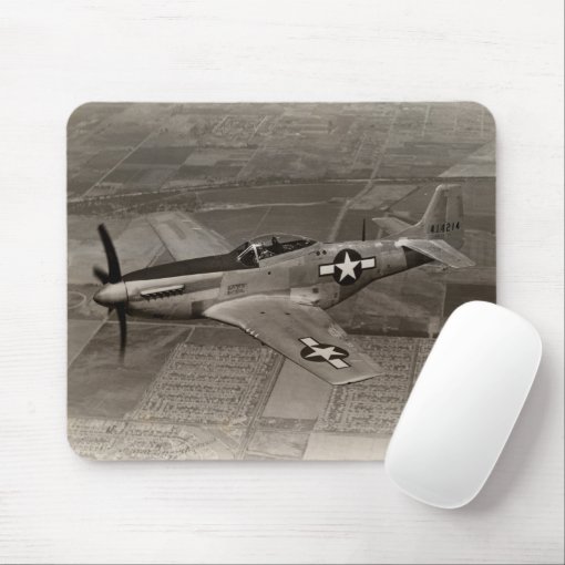 WWII P-51 Mustang in Flight Mouse Pad | Zazzle