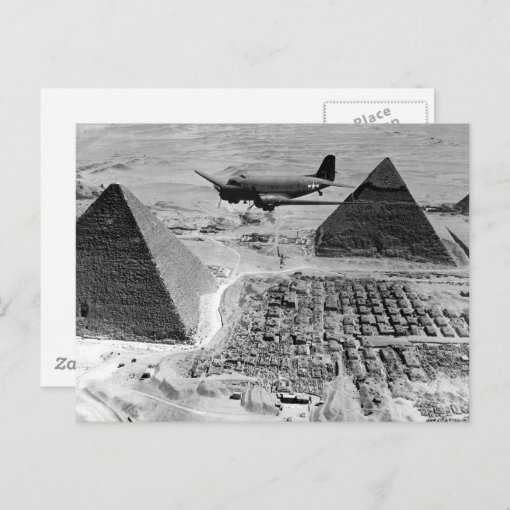 WWII Transport Planes Flying Over Pyramids Postcard | Zazzle